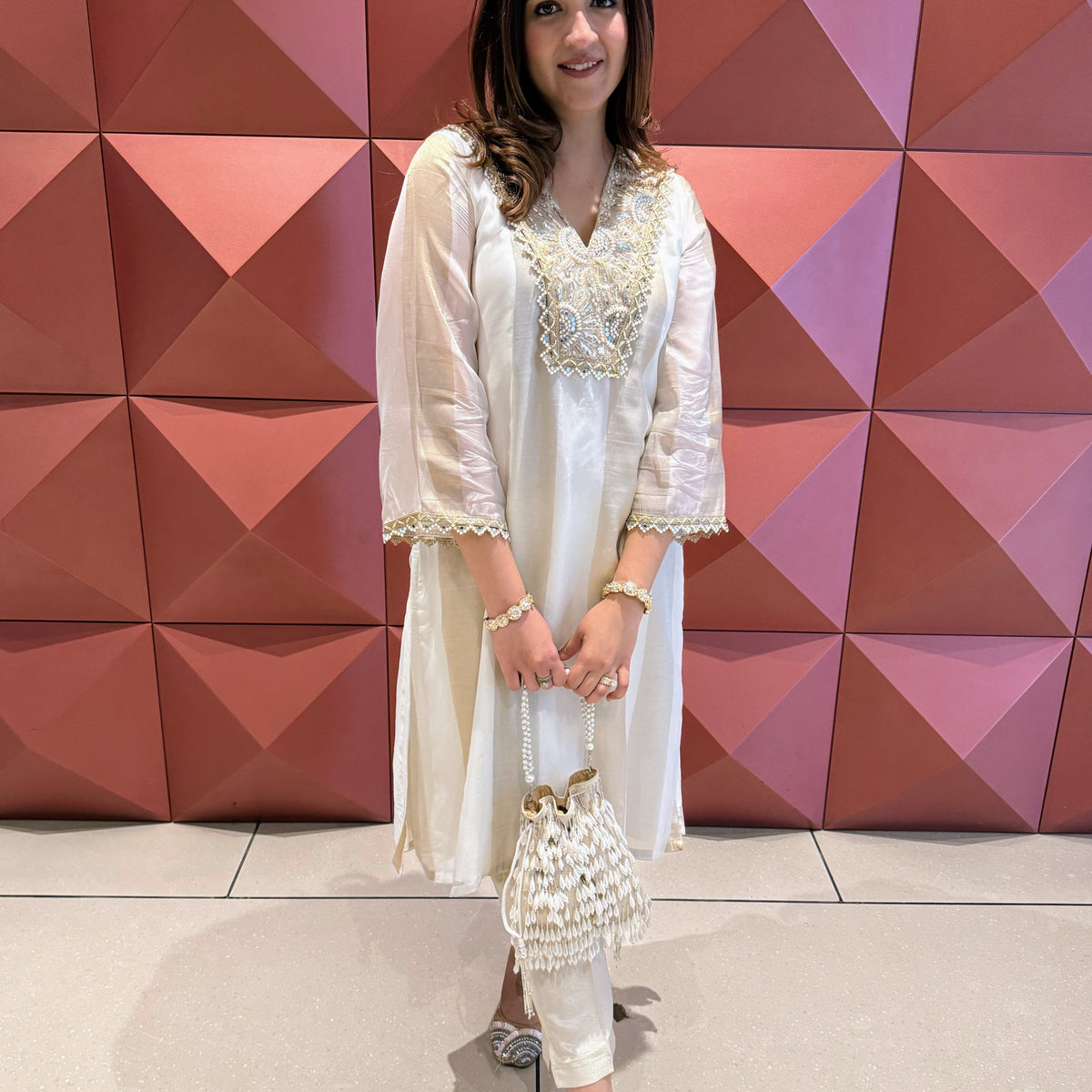 GOLD IVORY ORGANZA SUIT – Anandi Luxe