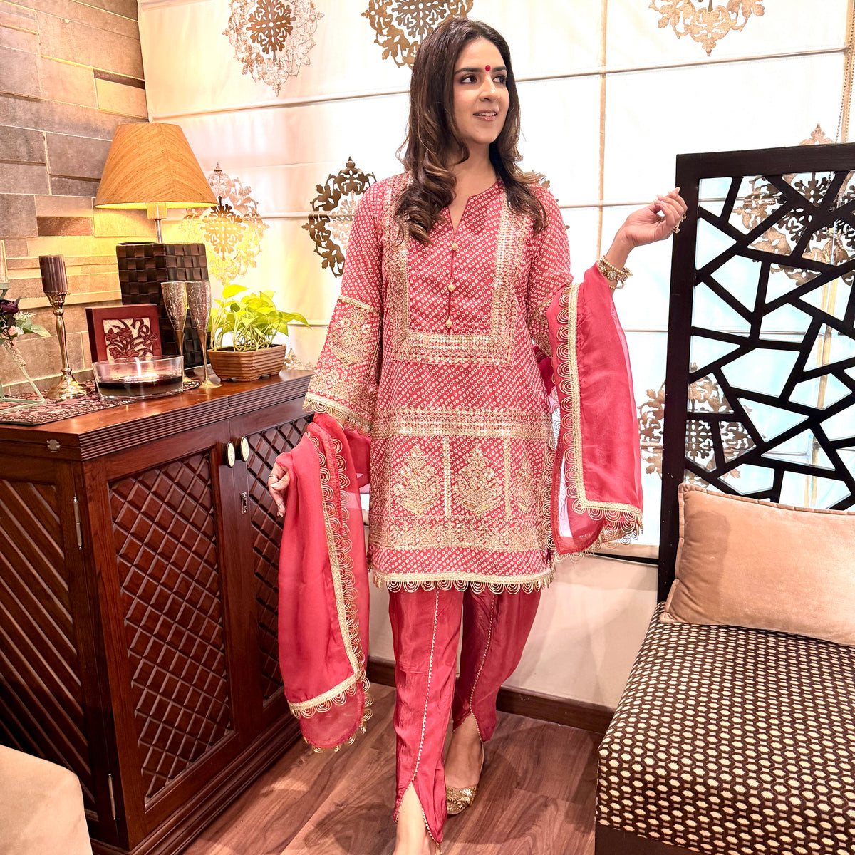 CARROT DUPATTA SET – Anandi Luxe